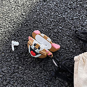 Soft Silicone Cute AirPod Case Cover for Apple AirPods Pro 2019 with Keychain Tom and Jerry Brown Mouse Anime 3D Cartoon Adorable Lovely Funny Kids Teens Girls Boys Daughter Women