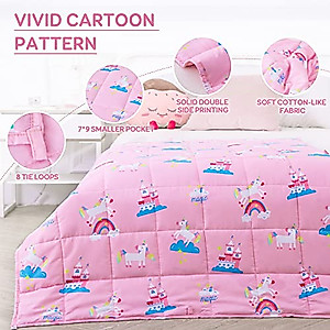 Kivik Toddler Weighted Blanket for Kids 3 lbs 36x48,Pink Weighted Blanket for Girls,Childrens Heavy Blanket for Calming and Sleep,Pink Unicorn