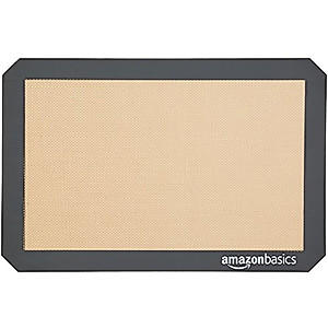 Amazon Basics Silicone, Non-Stick, Food Safe Baking Mat, Pack of 3, Beige/Gray, Rectangular, 16.5" x 11.62"