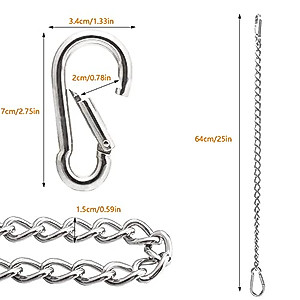 ANPTGHT 2pcs Hanging Chair Chain Hammock Chain with Carabiners Stainless Steel Swing Chain Extension Heavy Duty Porch Swing Hanging Kit for Hammock Chair, Punching Bag, Swing Chair