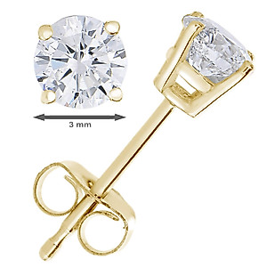 Vir Jewels 1/4 cttw Diamond Stud Earrings 14K Yellow Gold Push Backs Round 4 Prong Basket