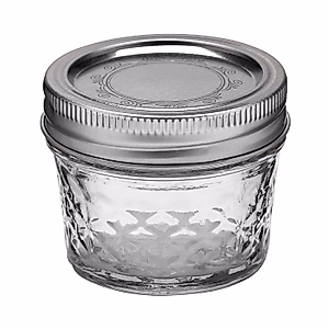 Ball Wide Mouth Quilted Crystal Jelly Jars with Lids and Bands, Used for Canning, Pickling, Juice, Jam, Jelly, Quarter Pint Size (4 Ounce (Pack of 6))