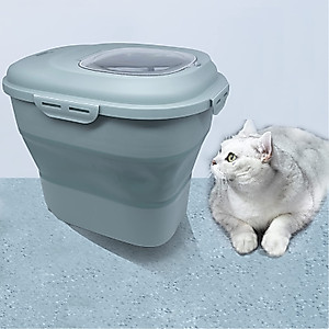 Collapsible Dog Food Storage Container with Lids,50LB Airtight Collapsible Pet Cat Storage Bin with Locking Lids Wheels Hand Scoop,Foldable Food Storage Container for Pet Food Cereal Flour Rice,Green