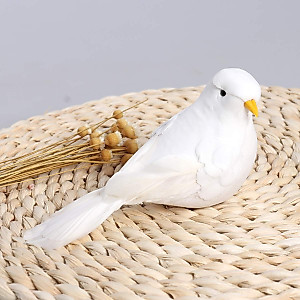 SEWACC Simulation Pigeon Ornaments Cute Foam Pigeons Artificial Feather Birds with Clips 2pcs for Decor