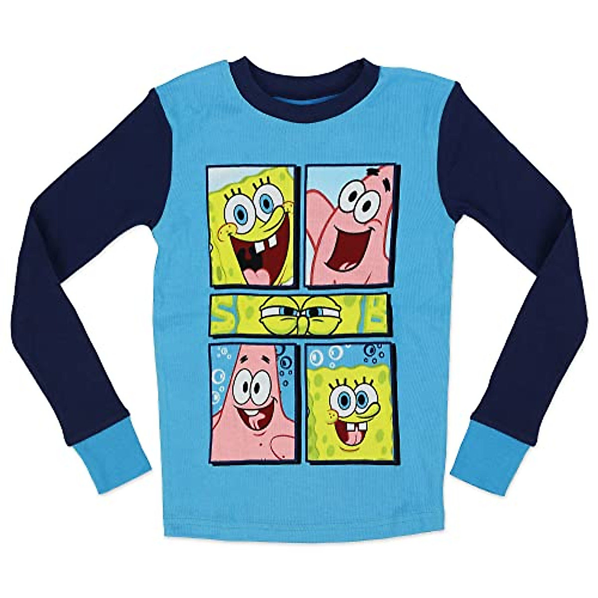 Spongebob Squarepants Boys 2 Piece Pajama Set with Slippers, Size 10 Navy