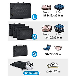 Hanging Packing Cubes for Travel, BAGSMART 6 Set Travel Organizer Cubes for Travel Accessories, Portable Suitcase Organizer Bags Set, Lightweight Stow and Go Travel Luggage Packing Organizer
