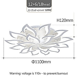 AHAWILL Ceiling Light Dimmable Modern Embedded LED Chandelier Metal Acrylic Petal Ceiling Ceiling Light, Suitable for Living Rooms, Bedrooms, Children's Rooms, Etc. ø47.2″/120w/18 Heads……