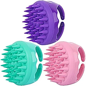 3 Pieces Hair Scalp Massager Shampoo Brush Silicone Head Washer Brush Handheld Shower Scalp Scrubber Cleansing Brush for Removing Dandruff