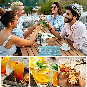 Ice Cube Tray, 3 Packs Round Ice Cube Trays for Freezer, Easy-Release 1 IN X 111 Pcs Ice Ball Maker Mold with Removable Lid and Bin Making Ice Balls for Tea Coffee Cocktail Whiskey (Blue)