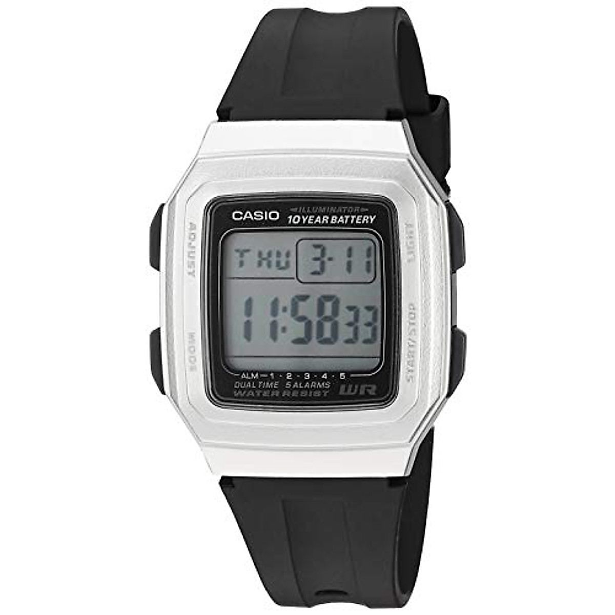 Casio F-201WAM-7AVCF Men's Classic Quartz Resin Strap, Black, 19 Casual Watch (Model: F-201WAM-7AVCF), Black/Silver