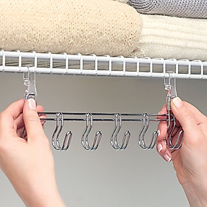 iDesign Tru-Grasp Steel/BPA-Free Plastic Under-Shelf Organizer Hooks - 10.6" x 4.1" x 1.3", Clear/Chrome