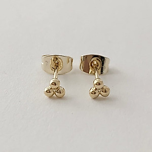 HONEYCAT Tiny Trinity Ball Stud Earrings in 18k Gold Plated | Minimalist, Delicate Jewelry (G)