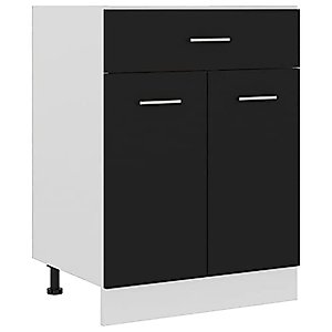 Aisifx Drawer Bottom Cabinet Black 23.6"x18.1"x32.1" Engineered Wood