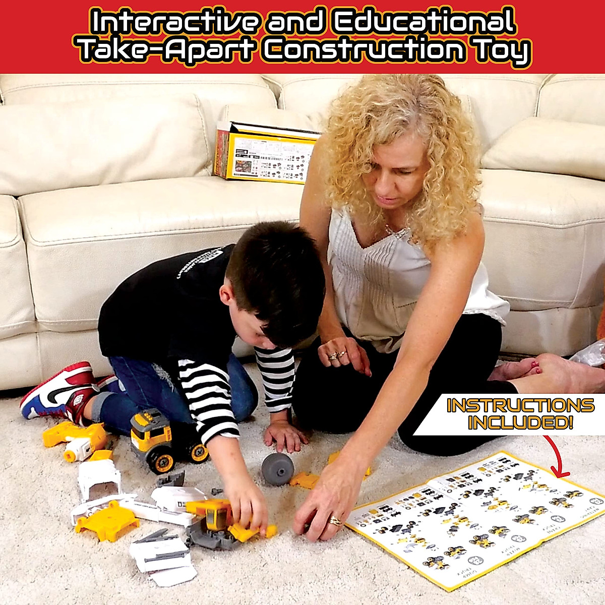 5-in-1 Take Apart Construction Toys and DIY Engineering Playset with Remote Control and Electric Screwdriver. For Toddler Boys Kid Child who loves tools and construction equipment. 3 4 5 6-Year-Olds.