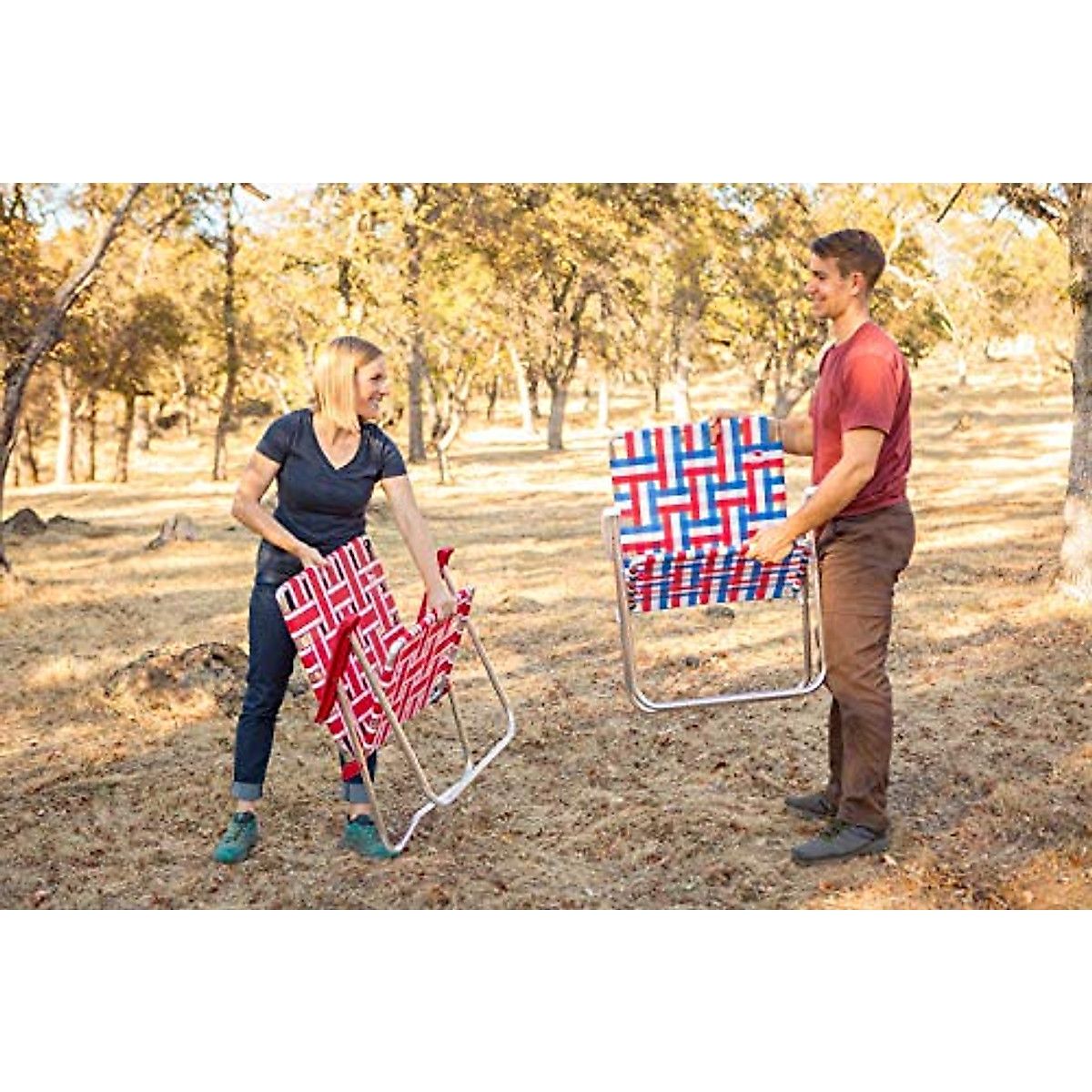 Outdoor Spectator (2-Pack Classic Reinforced Aluminum Webbed Folding Lawn/Camp Chair (Red)