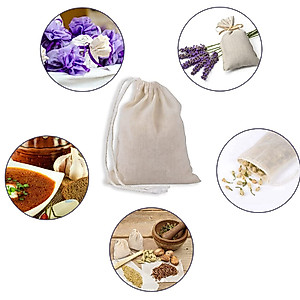 Cotton Drawstring Bags 100 Pieces, 3.94x3.15 Inches Unbleached Fabric Cloth Muslin Reusable Cotton Cheese Nut Milk Bags Tea Bags Spice Bags Muslin Bags with Drawstring for Spice, Tea, Coffee