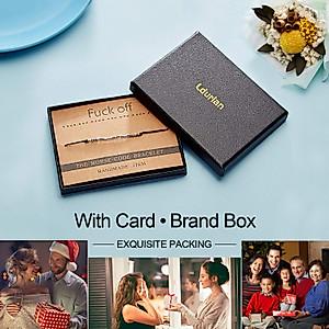 Ldurian Morse Code Bracelet for Women- Fuck Off Inspirational Morse Code Bracelets Ajustable string Bracelet Secret Message Friendship Gifts