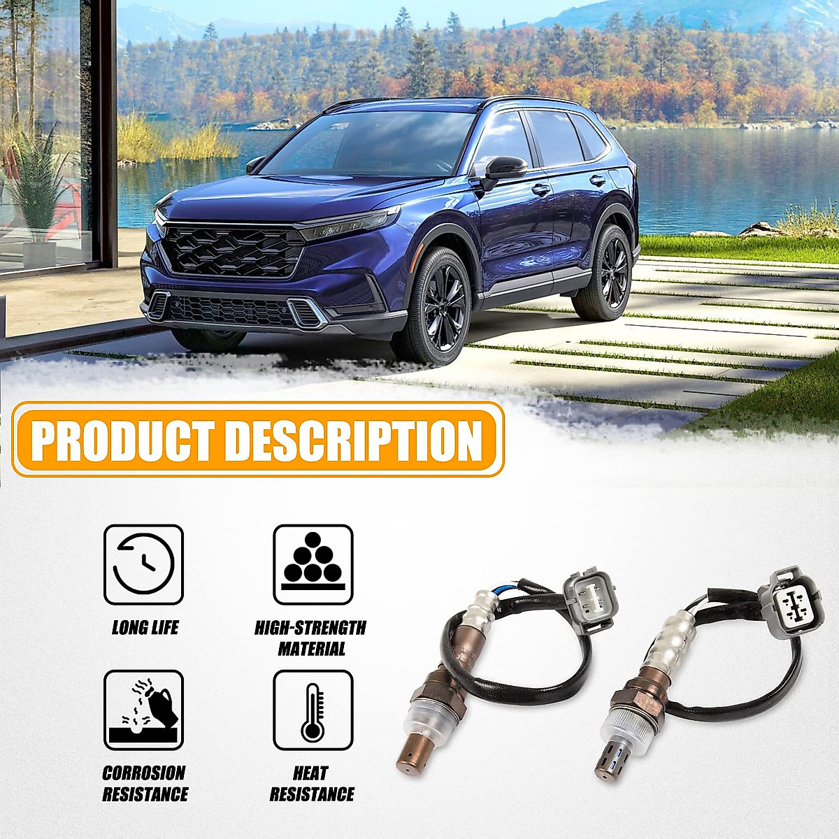 RANSOTO 2 pcs Upstream & Downstream O2 Oxygen Sensor Air Fuel Ratio Compatible with 2002 2003 2004 Honda CR-V CRV EX LX 2.4L Replaces 234-9005 234-4125 15575 13706