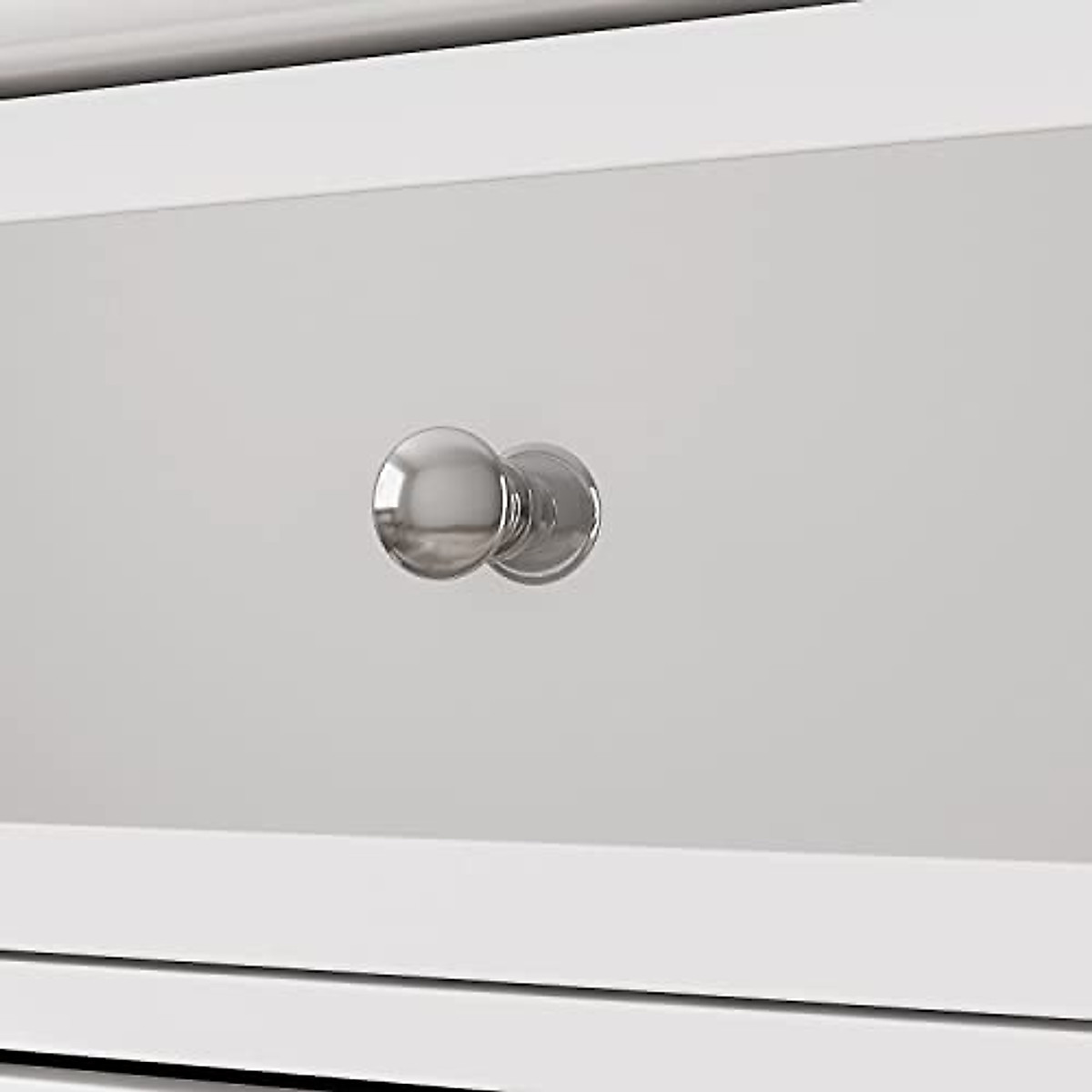 DiDuGo Sideboard with Glass Doors, Mirrored Storage Cabinet with 3 Drawers, Credenza Buffet with Wooden Legs, for Living Room Hallway White (55.1”W x 15.7”D x 35.4”H)