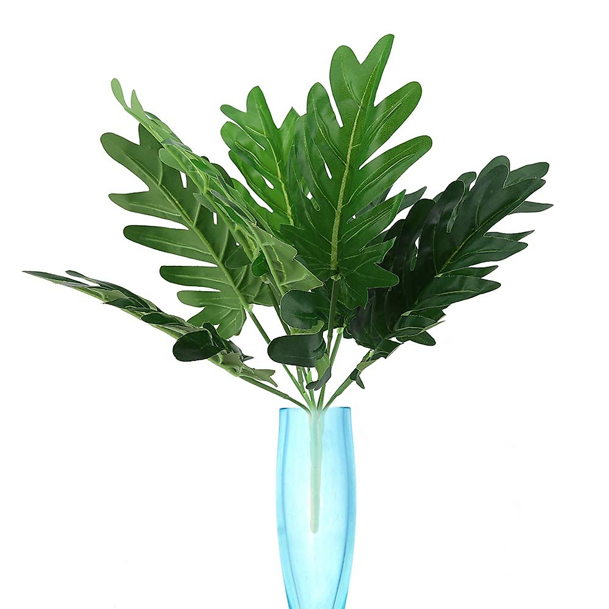 Jacksing Faux Leaf, Plastic Artificial Faux Foliage Green Grass Plant Leaf Home Office Party Garden Interior