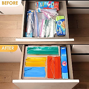 Acrylic Ziplock Bag Storage Organizer - Ziplock Bag Organizer, Ziploc Storage Organizer Holder for Ziploc, Solimo, Hefty, Glad. Fits Gallon Quart Sandwich & Snack, Variety Size (Clear)