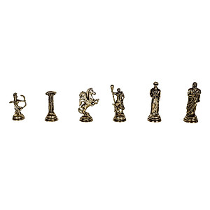 Chess Set (8, 10, 12, 13 Inch) - Greek Mythology, British, Roman Metal Pieces, Marble Look Wooden Chess Board… (NO2 Roman)