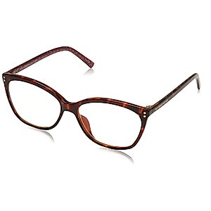 Kate Spade New York Women's Milena Blue Light Reading Glasses Cat Eye, Dark Havana/Demo Lens, 55mm, 15mm + 2