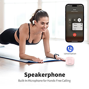 Bobtot Portable Bluetooth Speakers with Strap Easy to Carry, Wireless Waterproof Mini Speaker with Loud Stereo Sound,15 Hours Playtime, Rechargeable Battery, Built-In Microphone, Pink