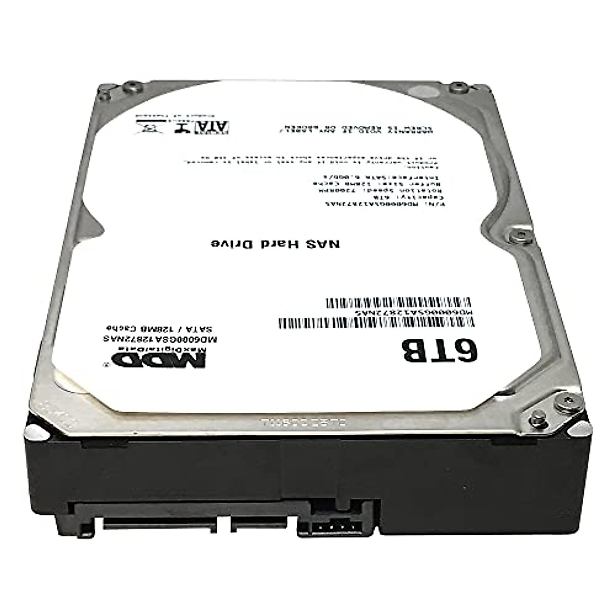 MaxDigitalData 6TB 7200RPM 128MB Cache SATA 6.0Gb/s 3.5inch Internal Hard Drive for NAS Network Storage (MD6000GSA12872NAS) - 3 Years Warranty