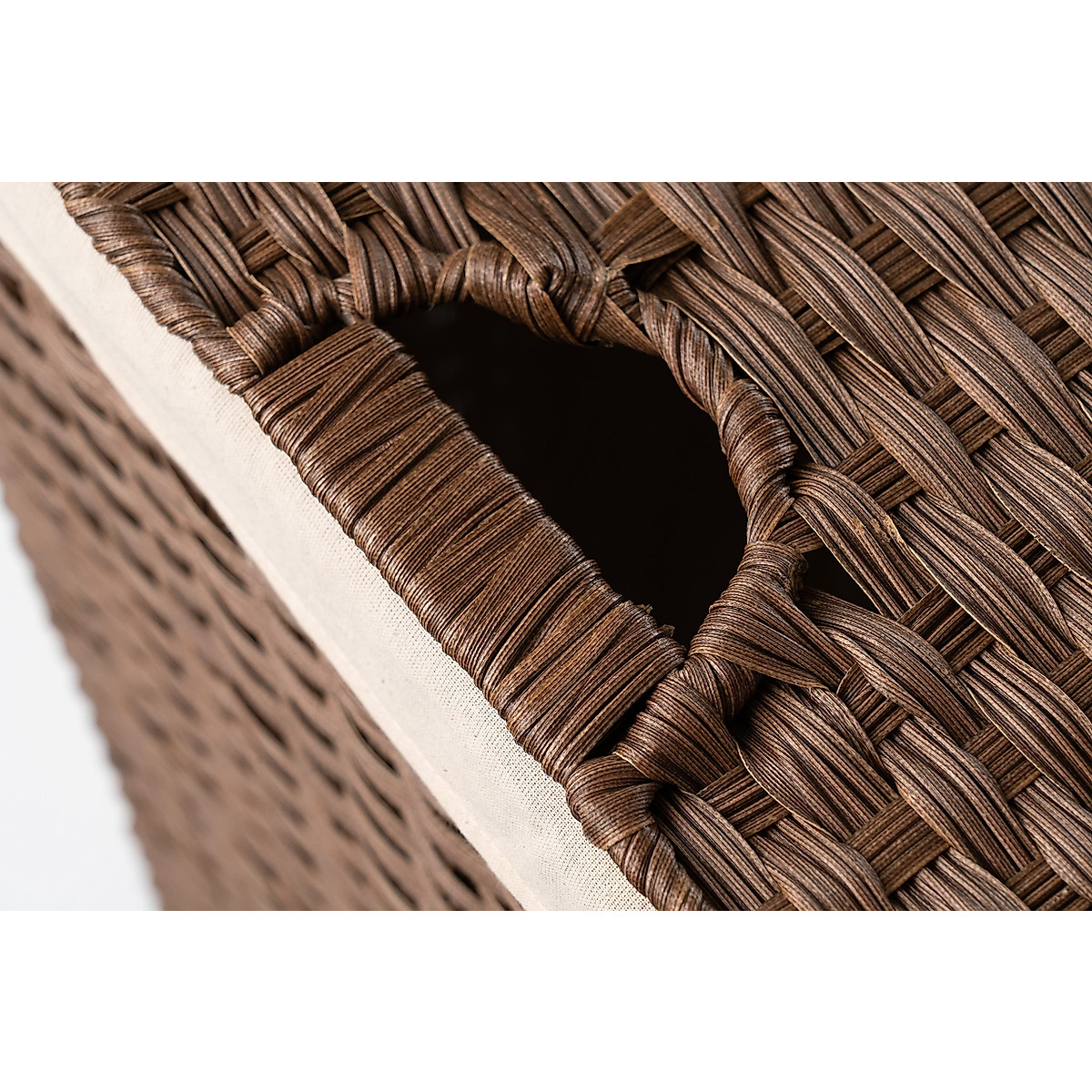 Blue Ridge Basket Company Synthetic Wicker Laundry Hamper Basket with Lid and Liner (Brown)