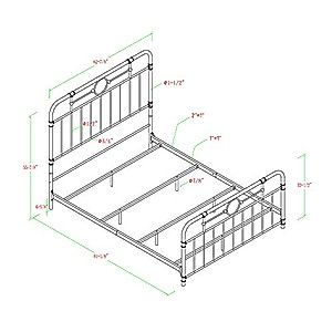 Walker Edison Vintage Metal Iron Pipe Queen Size Bed Headboard Bedroom Headboard Footboard Bed Frame Bedroom, Queen, Bronze