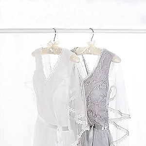 Buthneil 12 Pack Padded Hangers, Blouse Hangers Satin Padded Hangers for Women Clothes, Sweaters, Dresses, Clothing, Weddings, Ivory