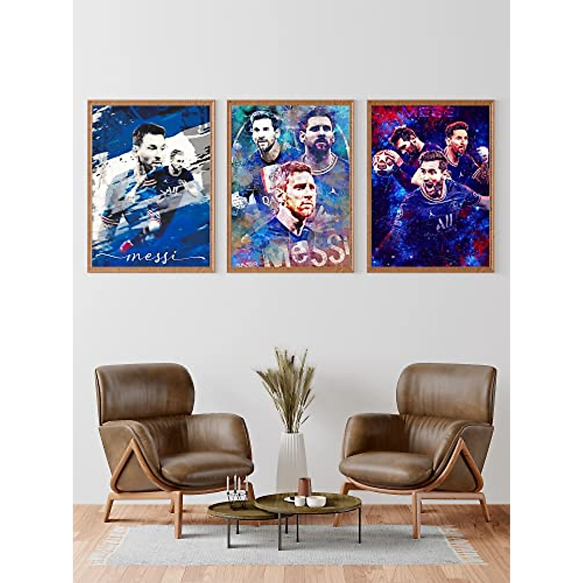 Famous Football Superstar Messi Set of 3 Poster Prints Wall Decor Bedroom for Living Room Sport Room Gift for Fan Football Size 11.7x16.5 inch UNFRAME