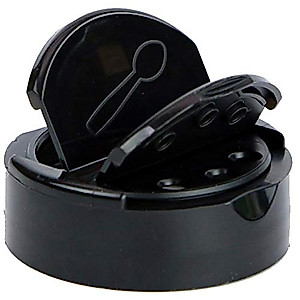 Nakpunar 20 pcs, 8 fl oz Clear Plastic Spice Jars with Black Cap and Sifter Shaker Orifice Disc PET, BPA Free, Made in USA