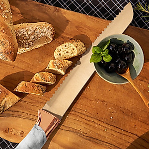 Knife Set Non Stick, Champagne Gold Knives Set with Acrylic Storage Block, 6 Pieces Sharp Knife Set, Stainless Steel Beautiful White Marbling Handle Rainbow Blade Kitchen Knife (Champagne Gold Blade)