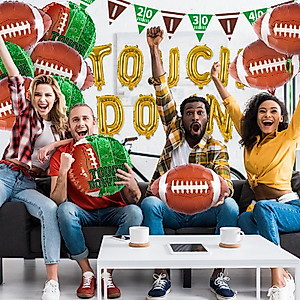 Football Party Supplies Kit - Touchdown Letter Balloons, Goal Post & Football Shaped Foil Balloons, Round 'Touchdown!' Foil Balloons, and Banner for Birthday, Game day, Tailgate Party Decorations