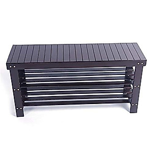 3-Tier Shoe Rack Bench, Shoe Organizer with Seat, Bamboo Table with Shoe Storage, Entryway Shoes Storage Shelf Organizer for Front Door Bathroom Hallway Bedroom Living Room