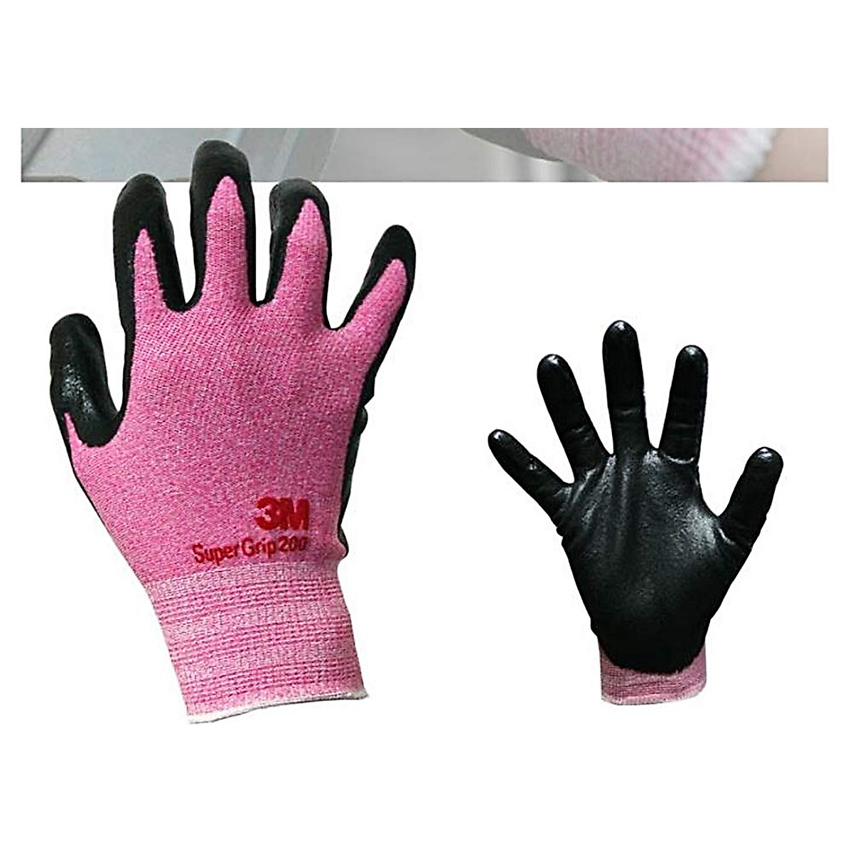Lightweight Nitrile Work Gloves, 3D Comfort Stretch Fit, Durable Power Grip Foam Coated, Smart Touch, Thin Machine Washable, 5 Pairs Pack (Large, Pink)