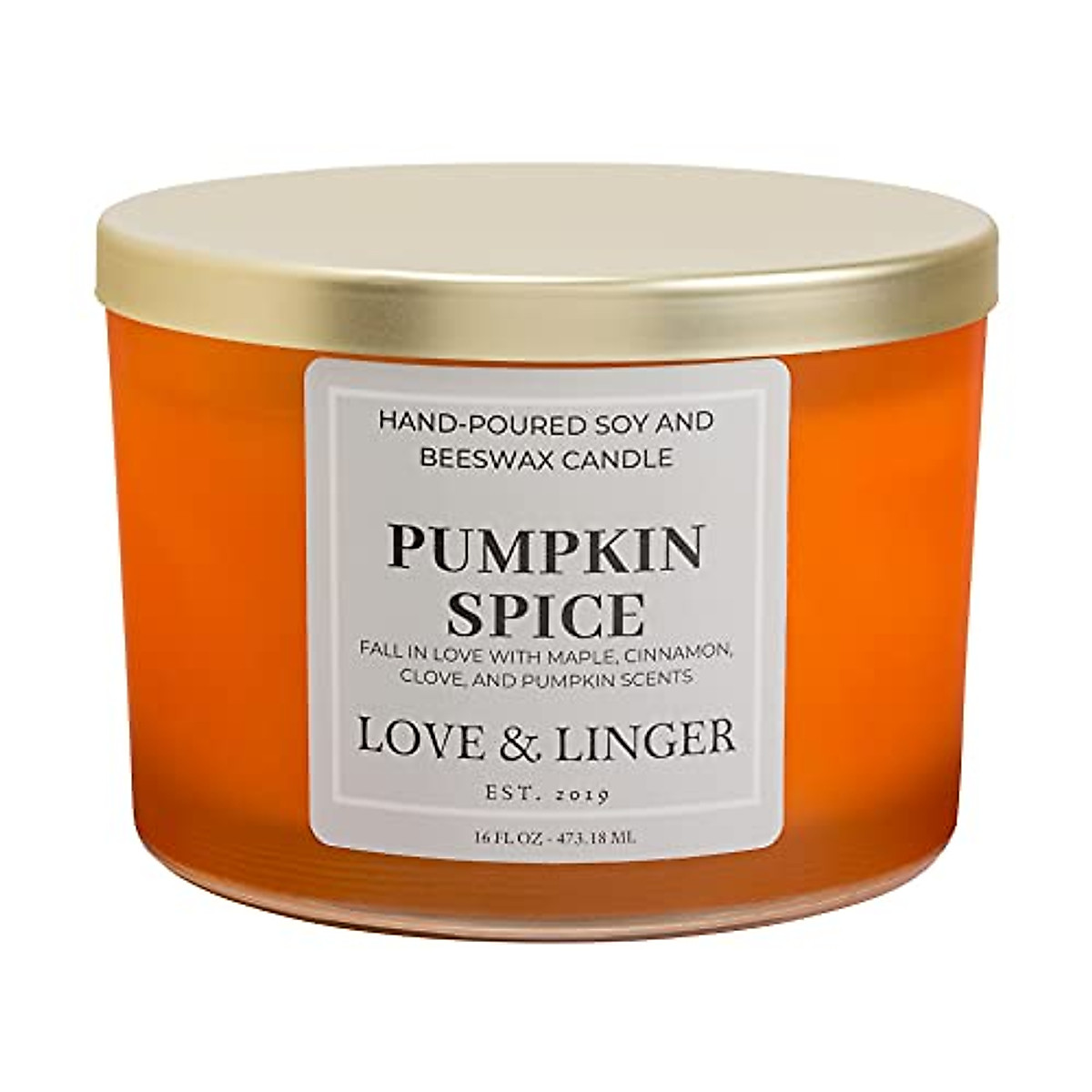 Pumpkin Spice Candle | Fall Candles | Luxury Soy & Beeswax Candles for Home | 16 oz. Large Jar 3 Wick Candle | Thanksgiving Candle | Fall Scented Candle | Autumn Candles
