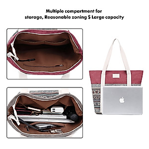 ArcEnCiel Canvas Tote Womens Shoulder Handbag with Purse (Maroon)