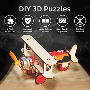 Yutin STEM Kits for Kids, Science Building Projects for 6-8, Boys Wood Crafts Woodworking Kits, 3D Wooden Puzzles Model Robot Kit,