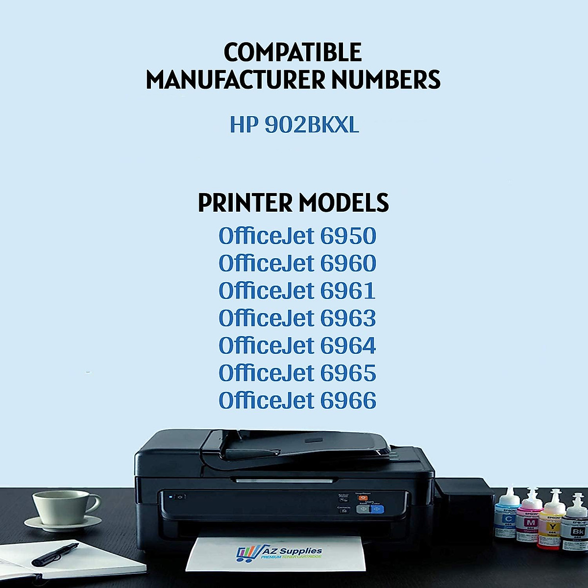 AZ SUPPLIES Compatible Toner Cartridge Replacement for HP 902BKXL with HP OfficeJet 6950/6960/6961/6963/6964/6965/6966/6968/6970/6971/6974/6975/6976/6978/6979 All-in-One Printer Black