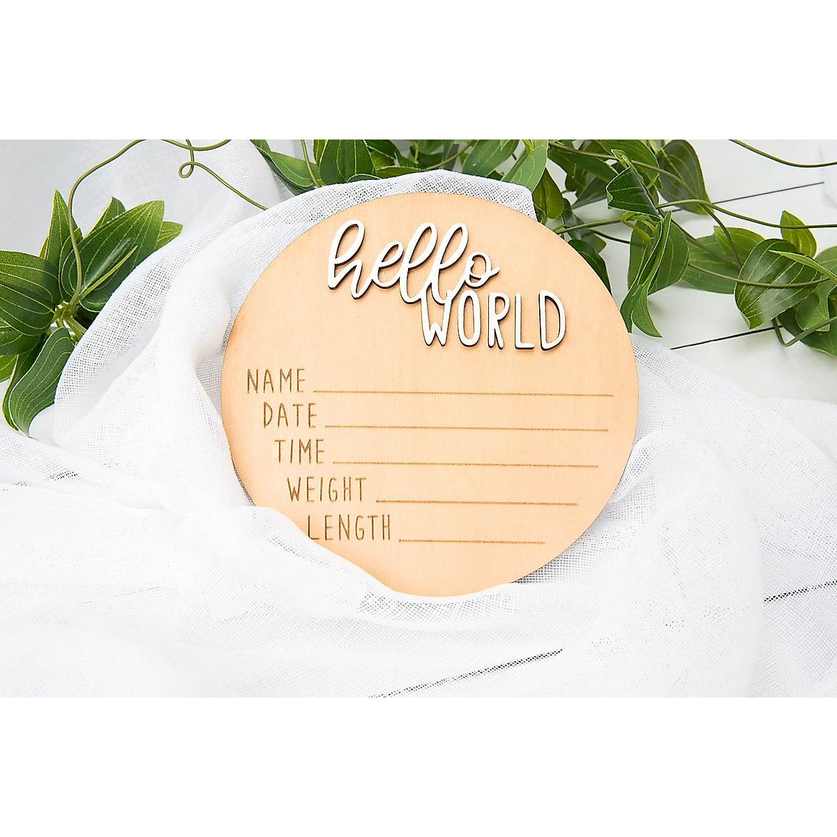 Hello World Newborn Baby Announcement | Photo Prop | Pregnancy Gift | Measurements Hospital Birth