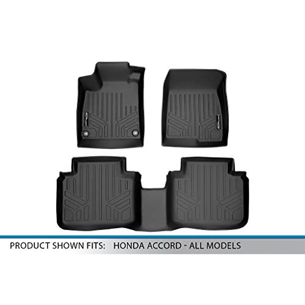 SMARTLINER Custom Fit Floor Mats 2 Row Liner Set Black Compatible with 2018-2022 Honda Accord - All Models