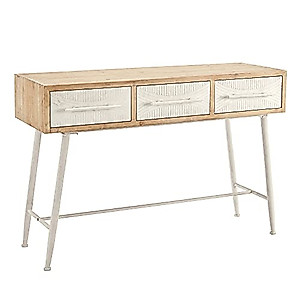 FirsTime & Co. Natural and White Berkeley Desk, Writing Desk, Compact Computer or Laptop Desk for Home Office, Wood and Metal, Modern, 47.25 x 17 x 31.75 inches