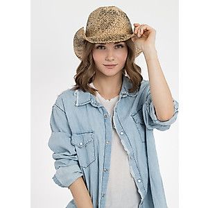 Peter Grimm Drifter Hats, Woven Straw Hat Unisex, Cowboy & Cowgirl (Black, Maverick)