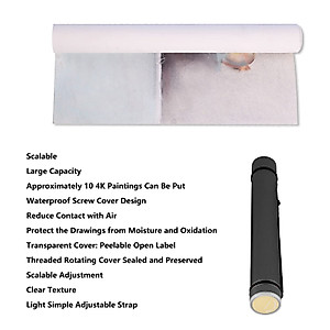 Poster Tube with Strap, Poster Tubes, Large Capacity Document Poster Storage Tube with Strap Poster Holder Tube Poster Storage for Artworks, Blueprints, Drafting and Scrolls(Black)