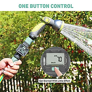 RAINPOINT Water Meter, Water Flow Meter for Garden RV Hose, Measure Gallon or Liter Water Consumption, Fits 3/4-inch Outdoor Hoses and Faucets