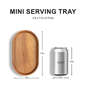 Vandroop Mini Serving Trays for Parties, Small Tray for Tea＆Coffee, Oval Wooden Plates for Serving Food, Decorative Tray for Appetizer＆Vegetables, Tray for Bathroom 7.8"×4.6" (Acacia, Set of 2)