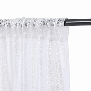 White Sequin Backdrops 2 Pack 2ftx8ft Photo Booth Backdrop Photography Glitter Background for Birthday Party Decorations